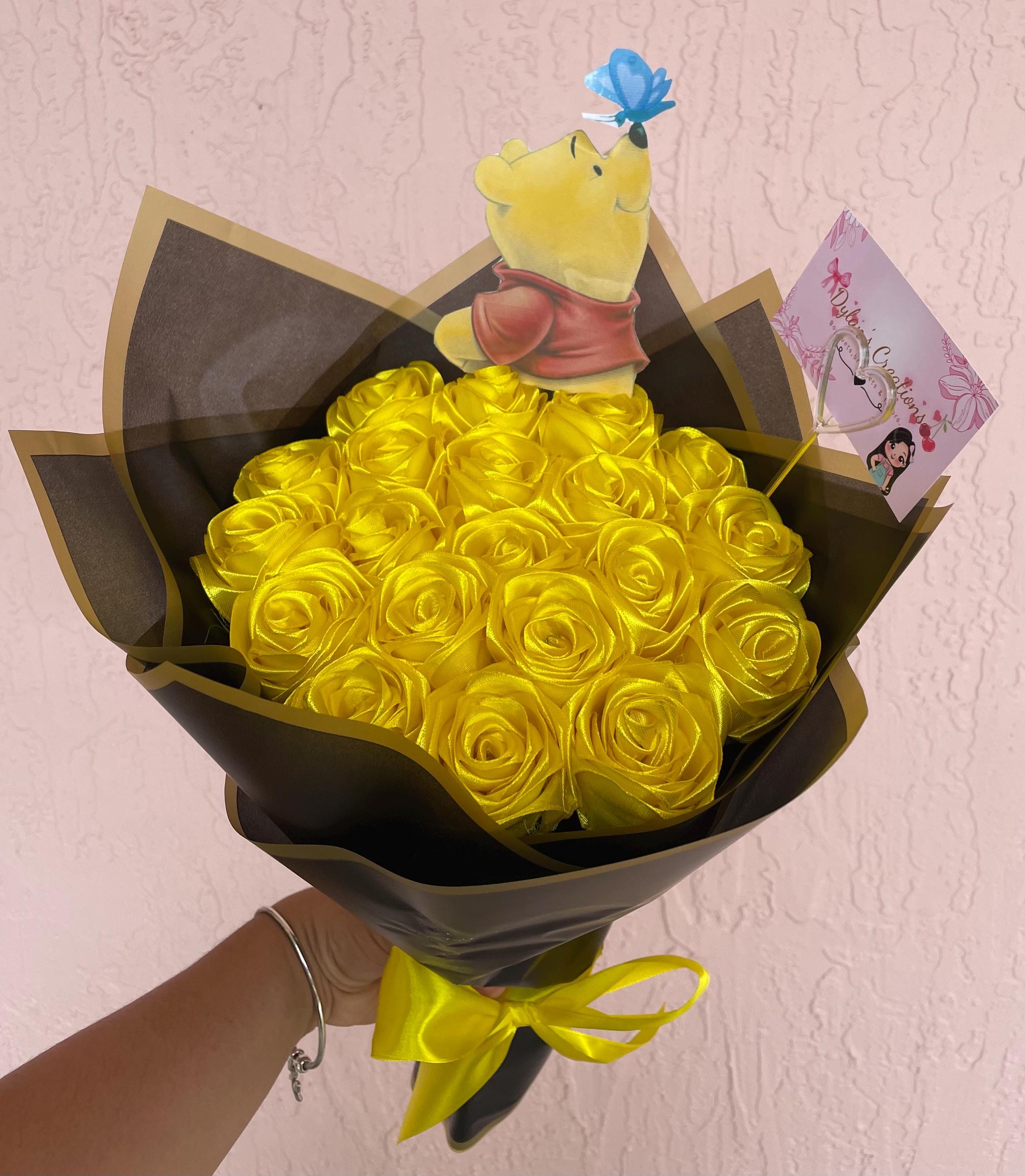 Winnie the Pooh Bouquet, Yellow Roses, Eternal Roses, Ramo Buchón - Etsy