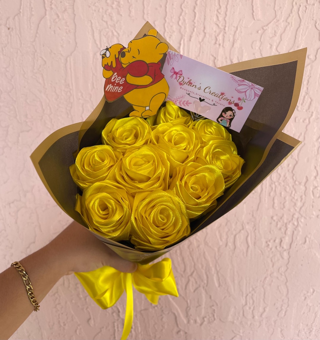 Winnie the Pooh Yellow Rose Bouquet: Eternal Roses - Etsy