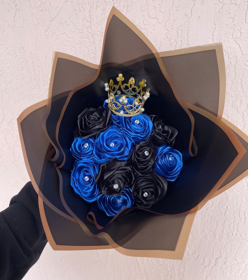 Eternal Roses, Bouquet,roses Bouquet, Blue & Black, Gift, Ramo Buchón, 12 Roses - Etsy