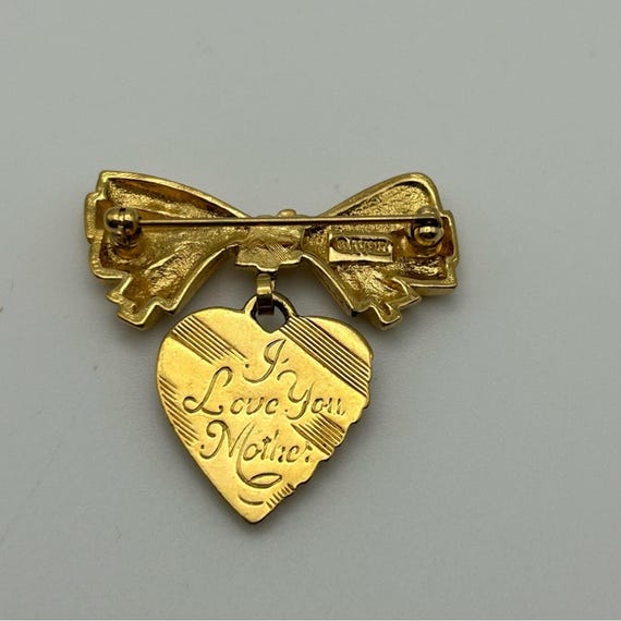 Vintage Avon Gold Tone Textured Ribbon Hanging Heart … - Gem
