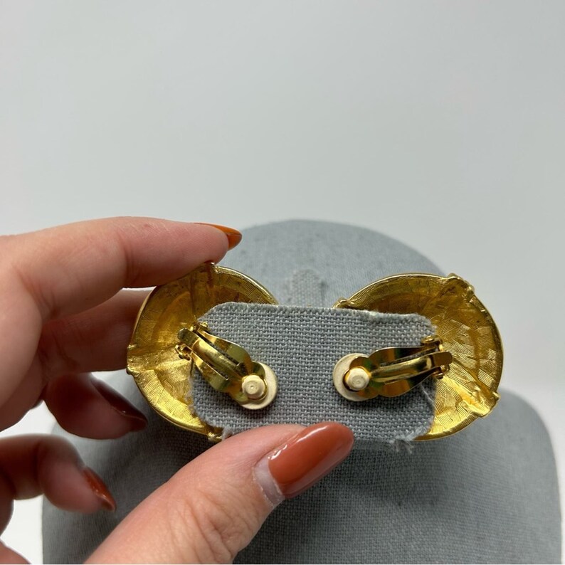 Vintage Large Statement Round Textured Shield Dome Clip on Earrings - Etsy