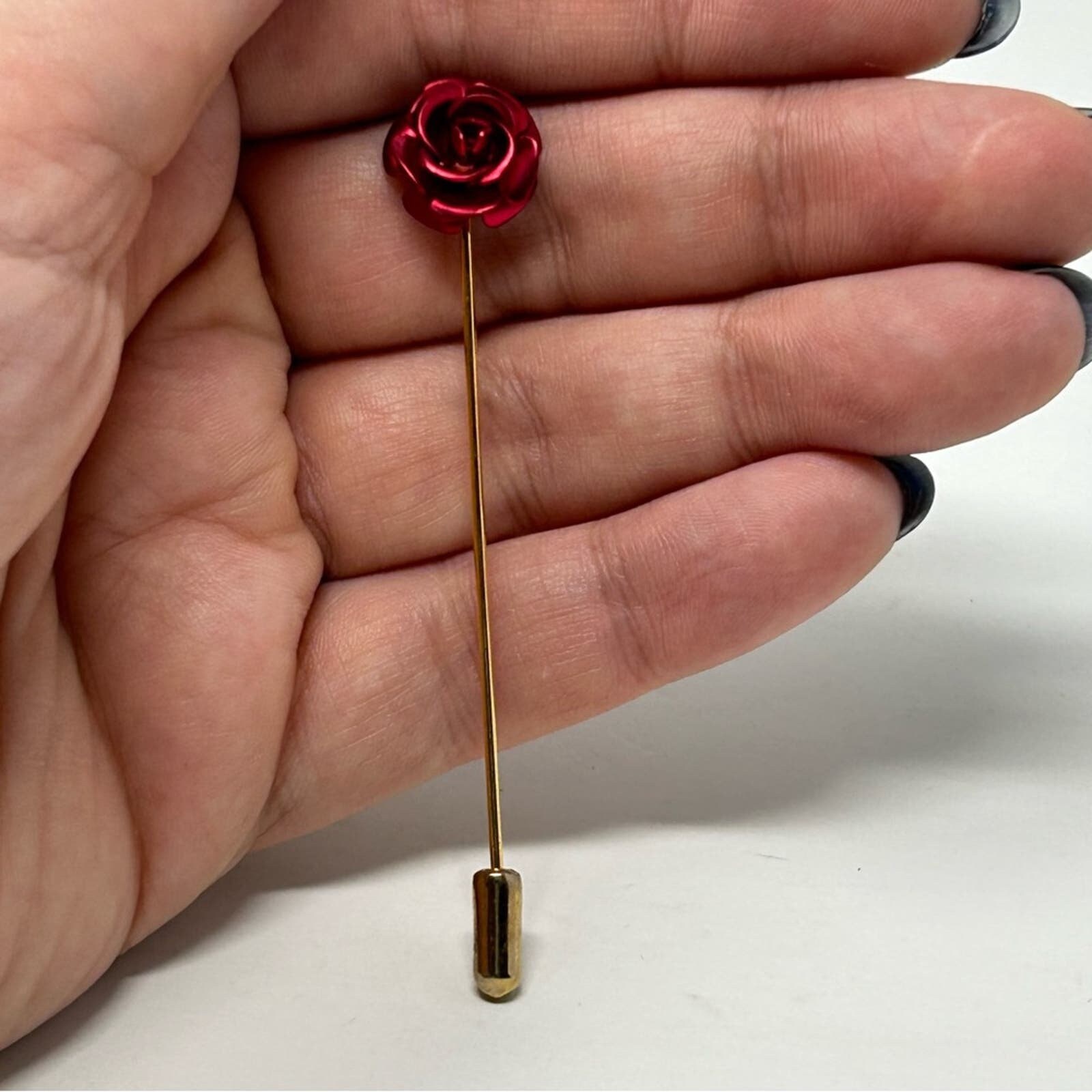 Vintage Romantic Red Rose Gold Tone Stick Pin - Etsy