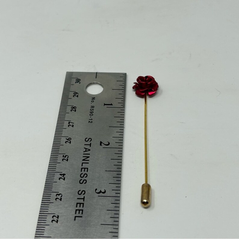 Vintage Romantic Red Rose Gold Tone Stick Pin - Etsy