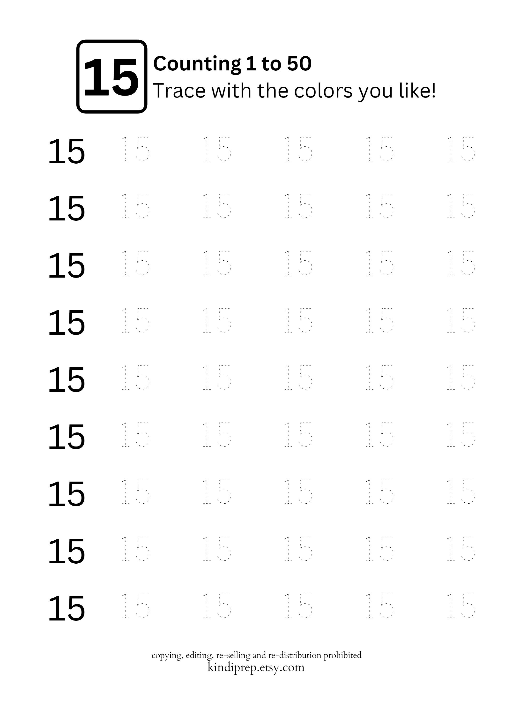 Preschool Activity Worksheet - Number Tracing - 1 to 50 - Etsy