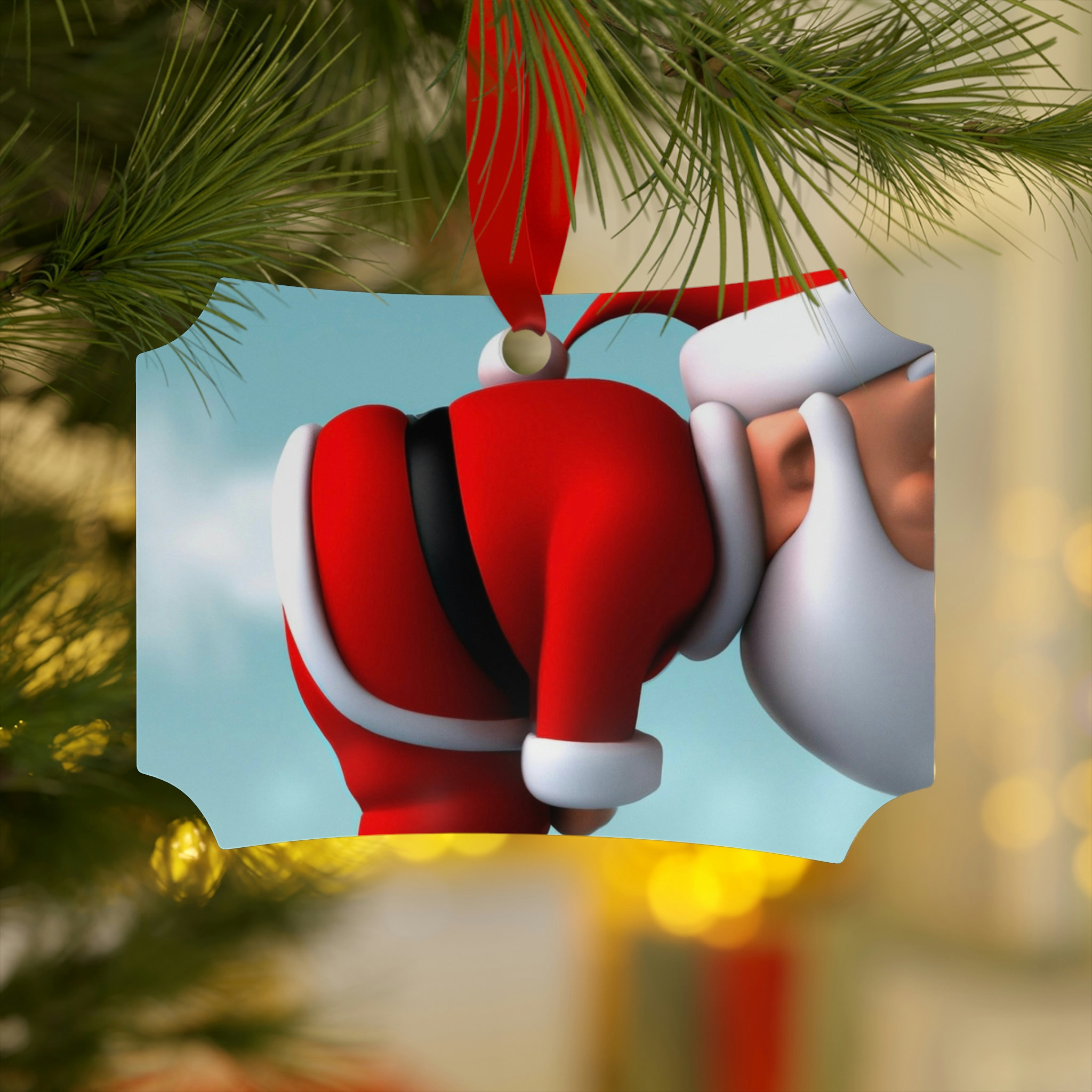 Santa Claus Farting Christmas Ornament - Metallic Ornaments (round ...