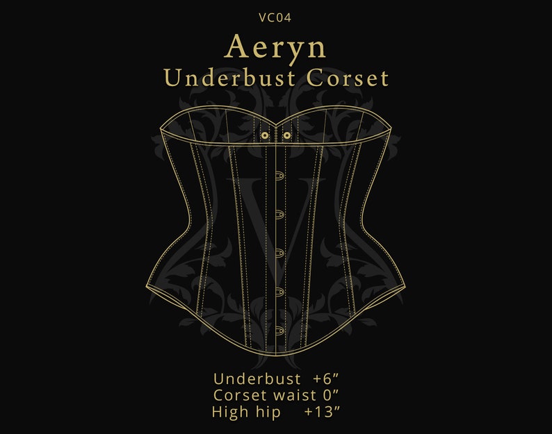 Aeryn Underbust Corset Pattern | Plus Size | Digital A4 & A3 Files | Corset Sizes: 36", 38", 40 ...