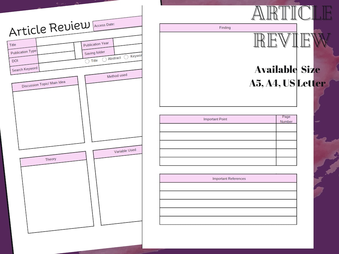 Article Review Template Article Summary Student Planner Etsy article-review-template-article-summary-student-planner-etsy