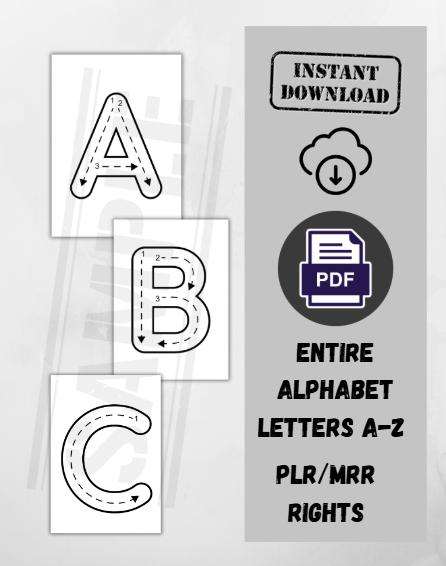 ABC Tracing Worksheets – Educational Digital Download | Plr/mrr Rights ...