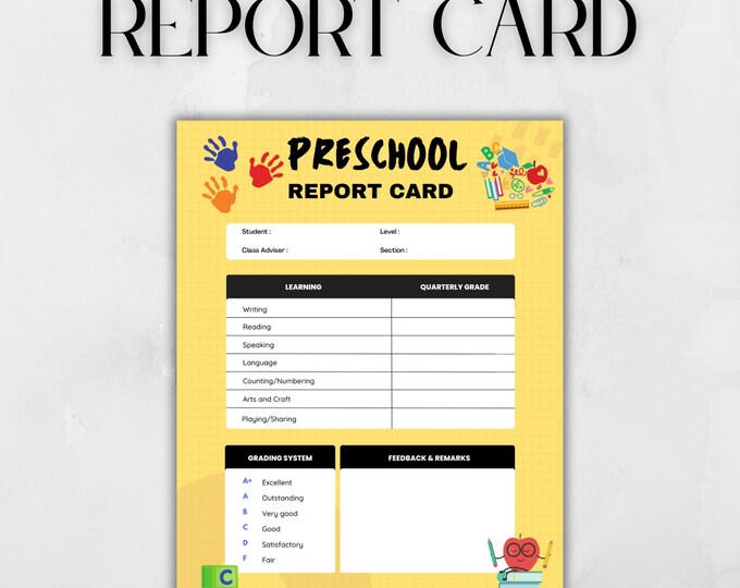 Homeschool Report Card, Printable Report Card, Editable Report Card ...
