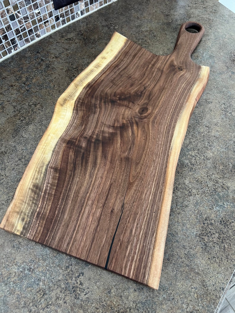 Handmade Black Walnut Charcuterie Board, Cutting Board, Live Edge Walnut, Serving Tray, Cheese ...