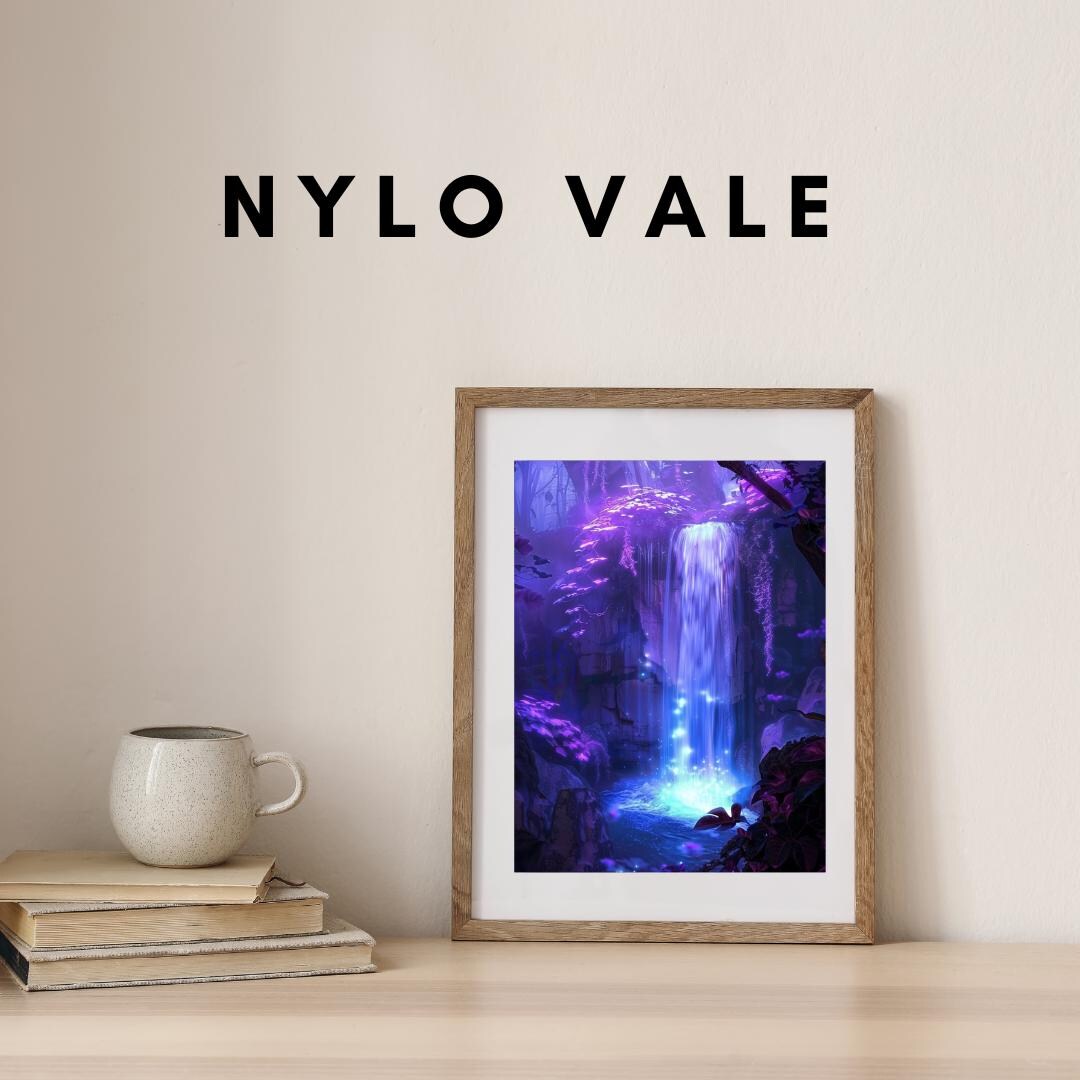 Neon Cascade | Surreal AI Digital Wall Art | Dreamcore Vaporwave Poster ...