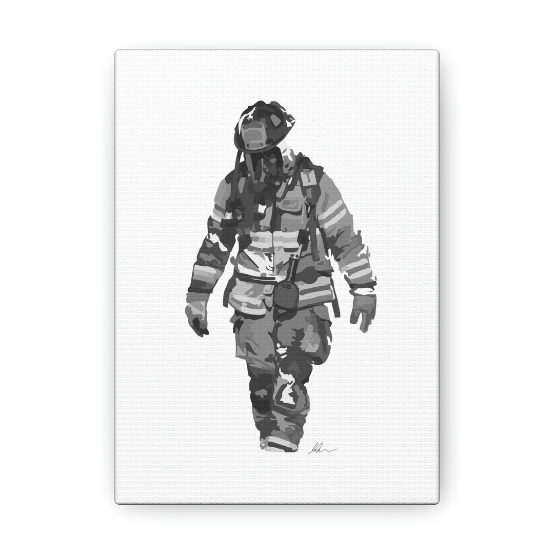 Firefighter Canvas Print Black & White - Etsy