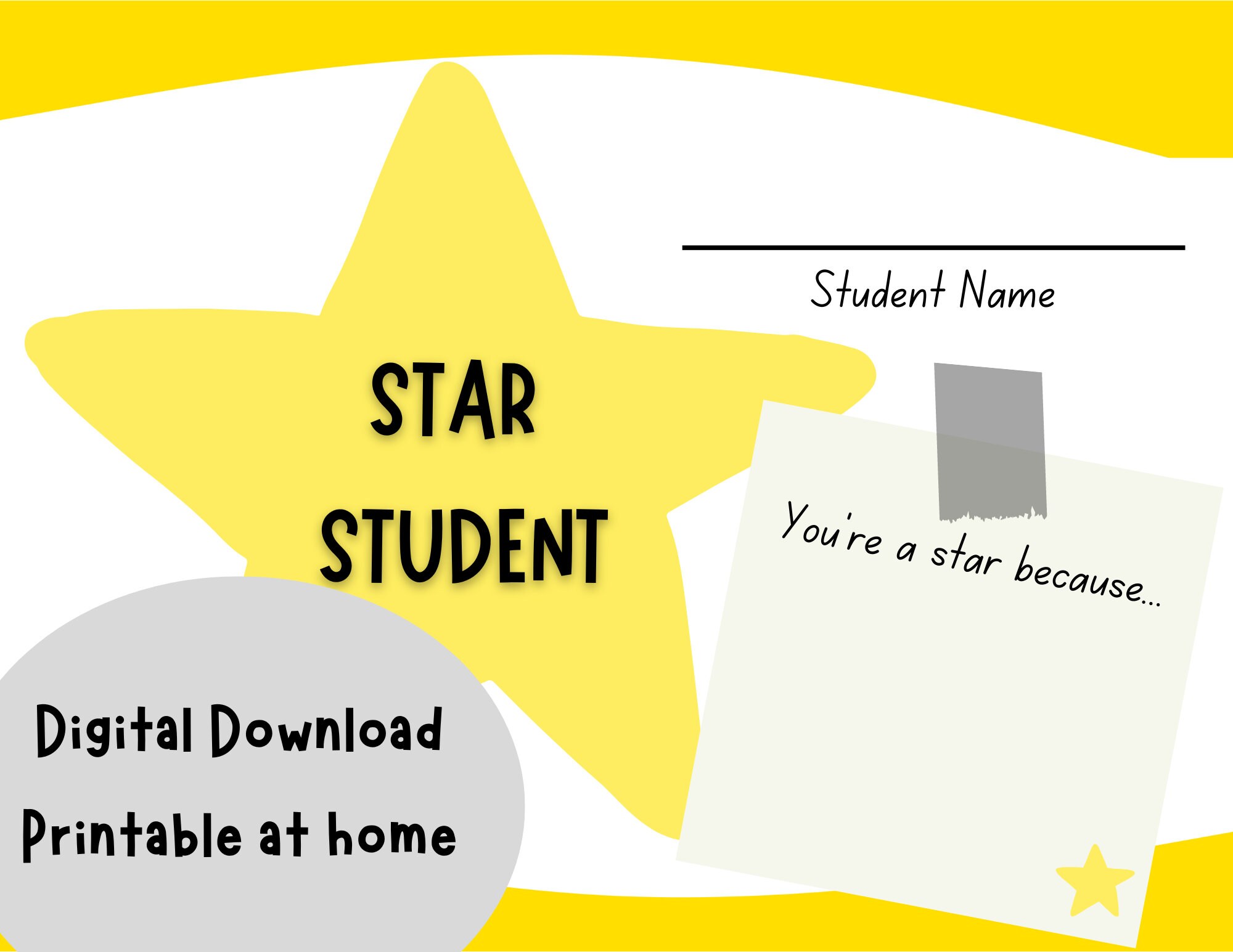 Star Student Award Printable