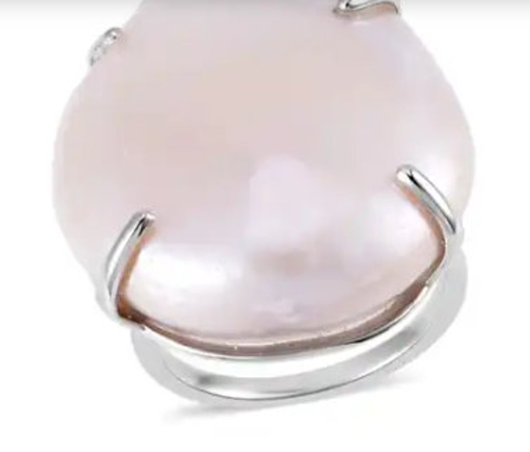 Size 7 HUGE Organic Shape Baroque Pearl Solitaire Ring - Etsy