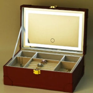 Purple Faux Leather Jewelry Box With LED Touch Mirror - Etsy