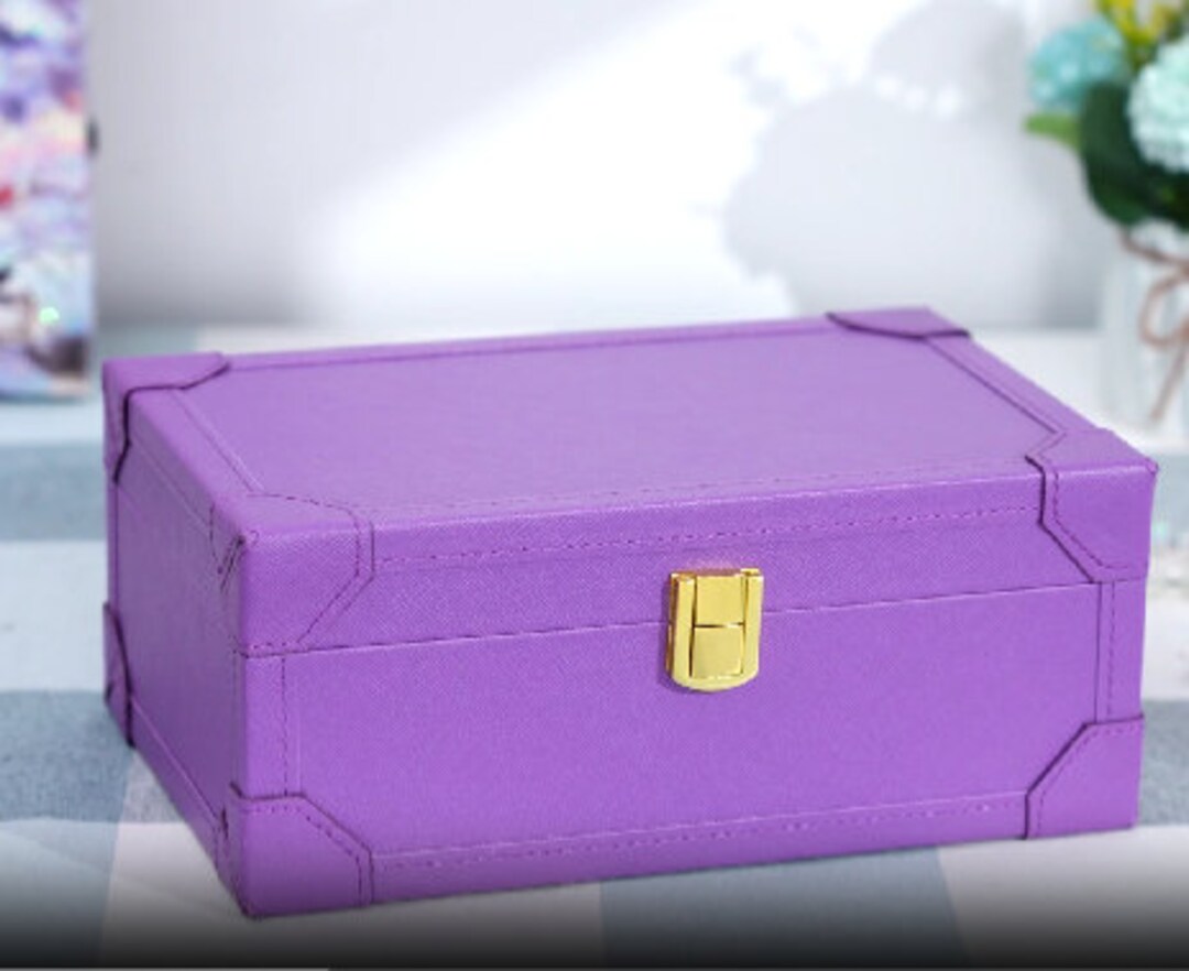 Purple Faux Leather Jewelry Box With LED Touch Mirror - Etsy