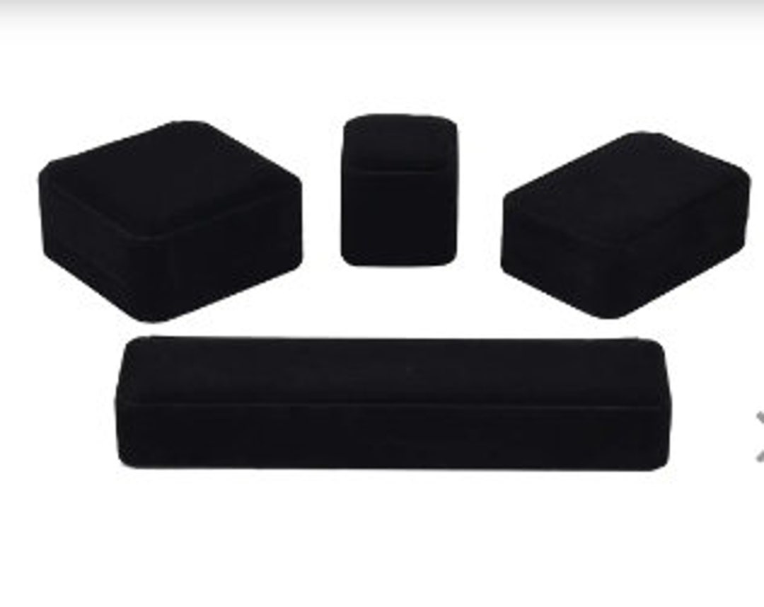 Set of 4 Black Velvet Jewelry Box - Etsy