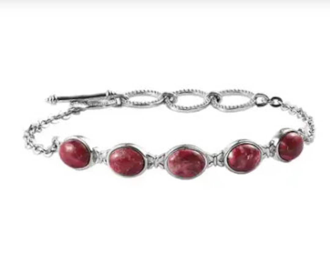 Norwegian Thulite Toggle Clasp Bracelet in Stainless Steel - Etsy