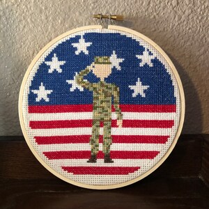 Army Soldier American Flag PDF Cross Stitch Pattern - Etsy