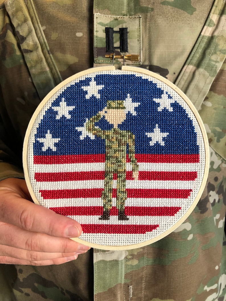 Army Soldier American Flag PDF Cross Stitch Pattern - Etsy