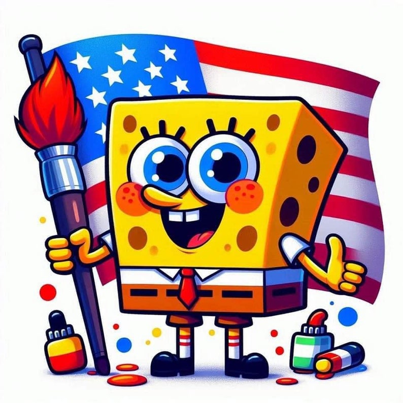 Spongebob American Flag - Etsy