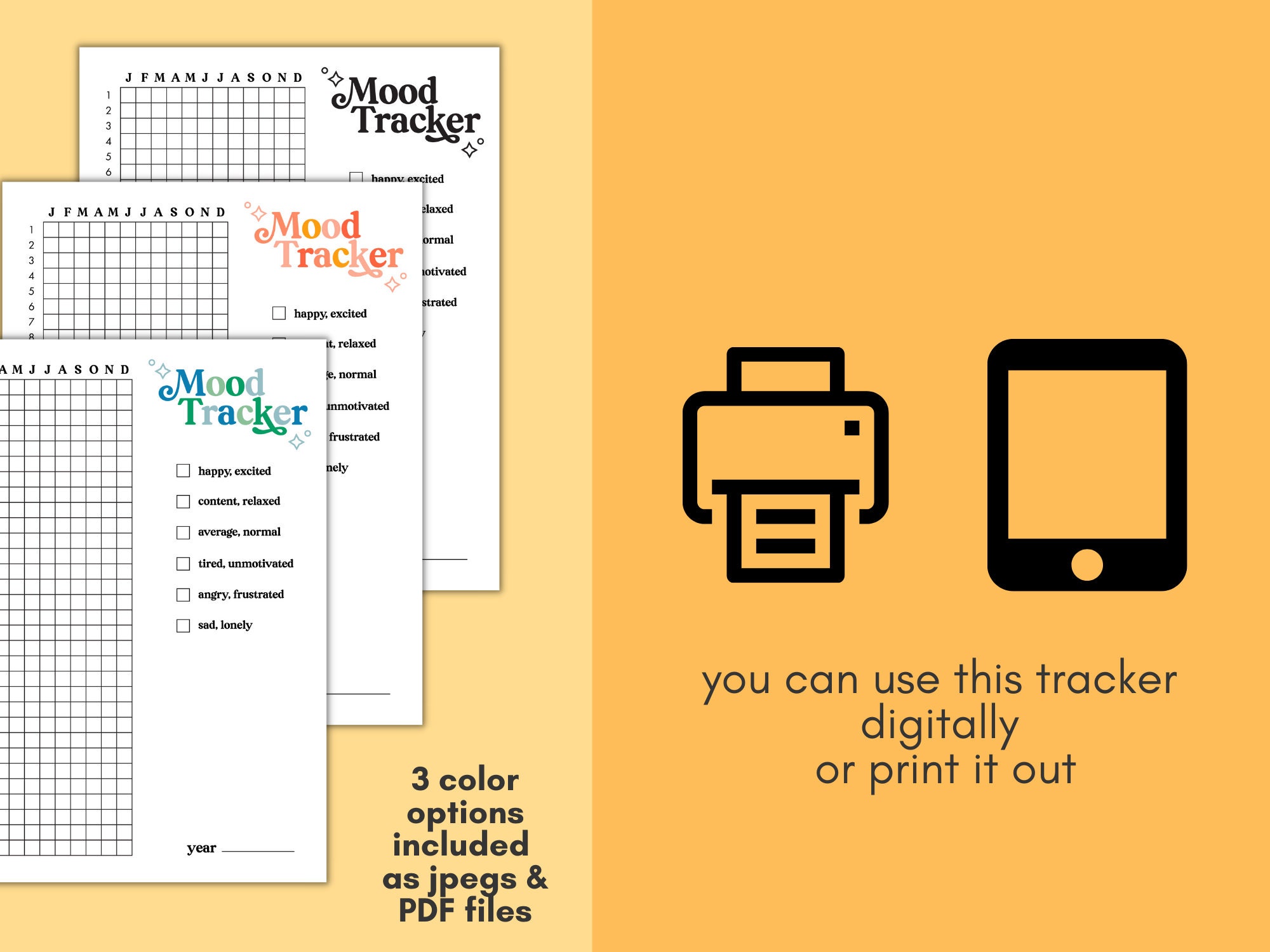Mood Tracker || Year in Pixels || Mental Health Tracker || Anxiety ...
