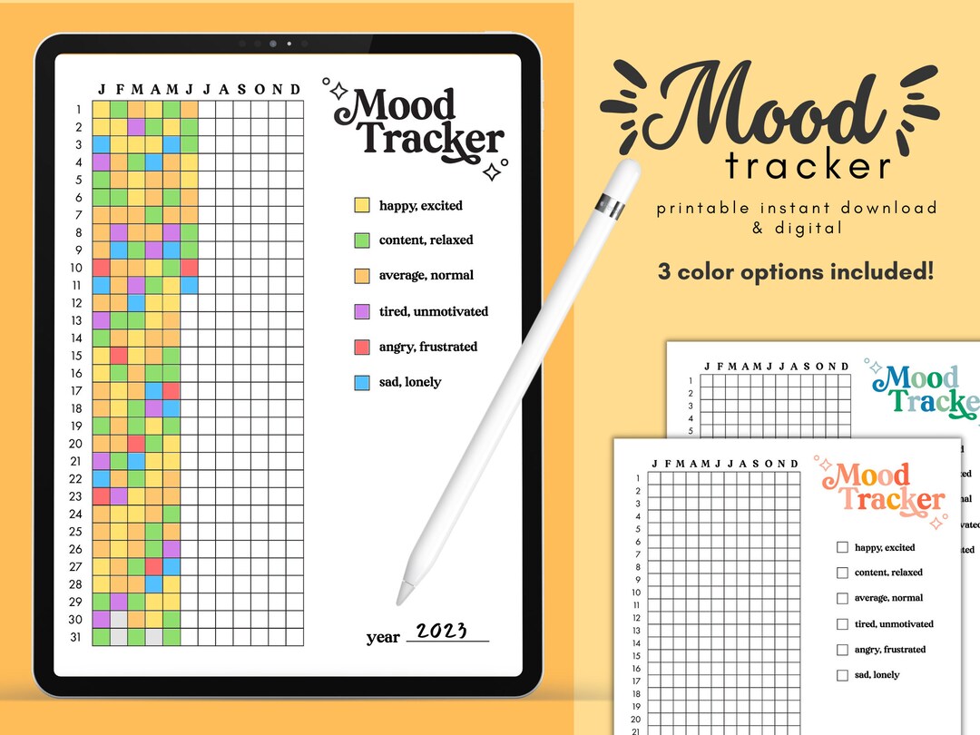Mood Tracker Year in Pixels Mental Health Tracker - Etsy