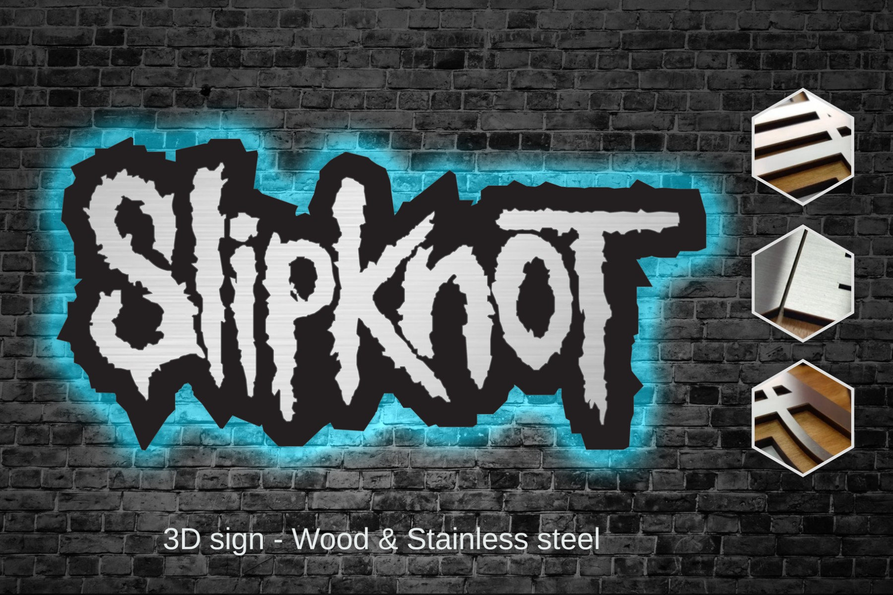 Slipknot LED Sign for Wall, Metal Band Wood and Steel Sign, Rock Music ...