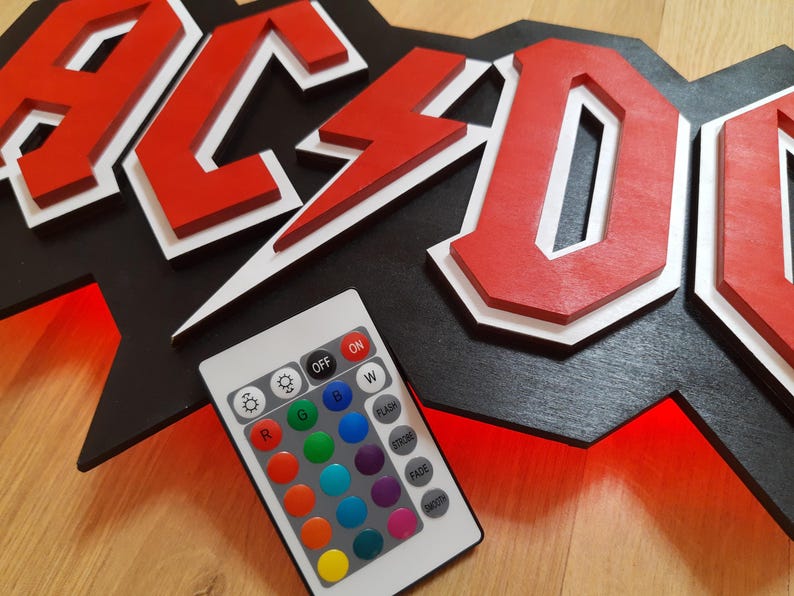 Dio Sign of the Horns: LED Wall Art, 3D Wood Rock Hand - Etsy