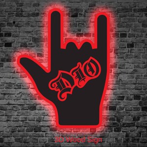 LED Sign of the Horns, Dio, Rock Hand Sign, Heavy Metal Rock Wood Wall ...