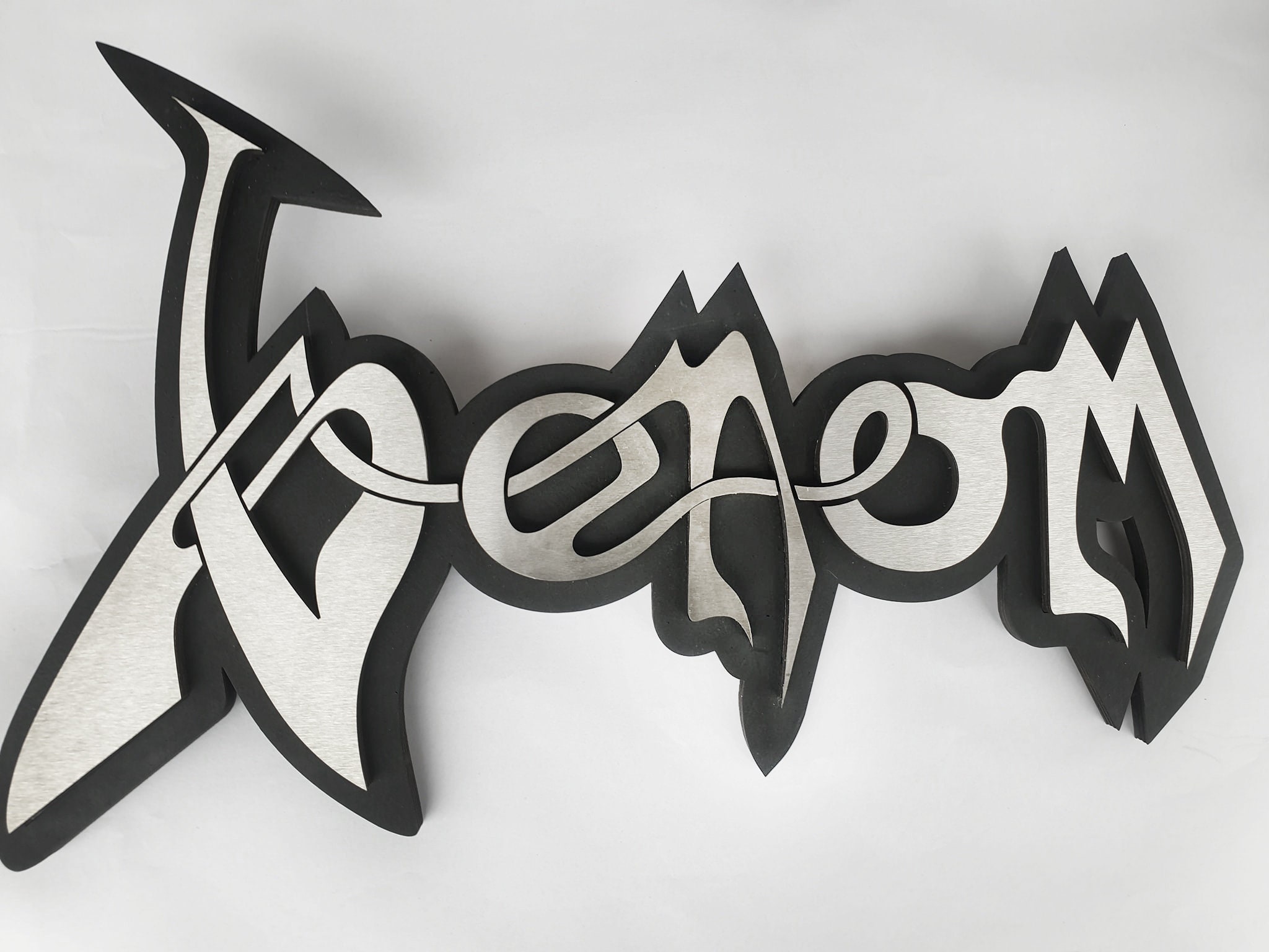Venom Band LED Sign for Wall, Black Metal Fan Gift, Wood and Metal Art ...
