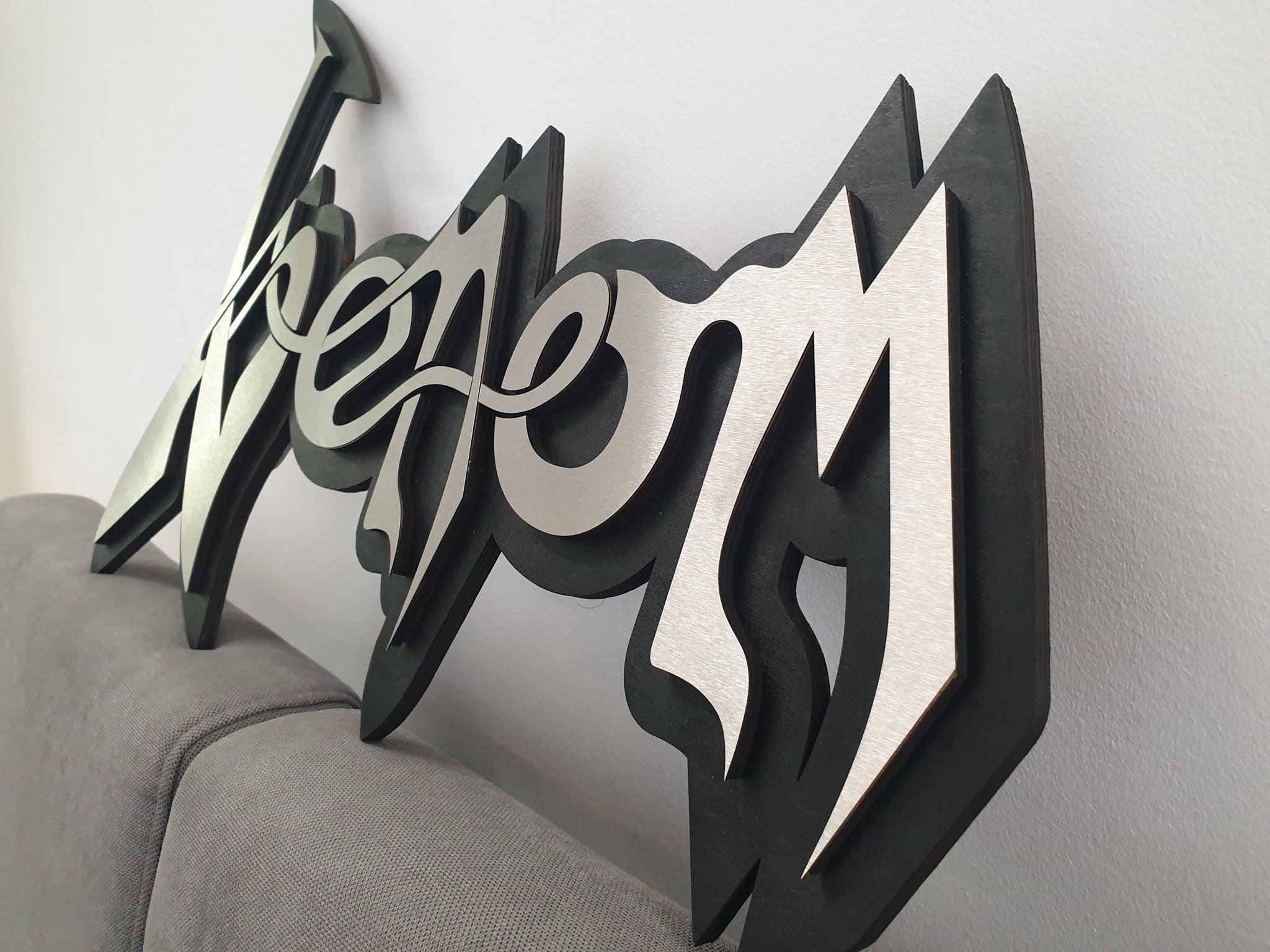 Venom Band LED Sign for Wall, Black Metal Fan Gift, Wood and Metal Art ...