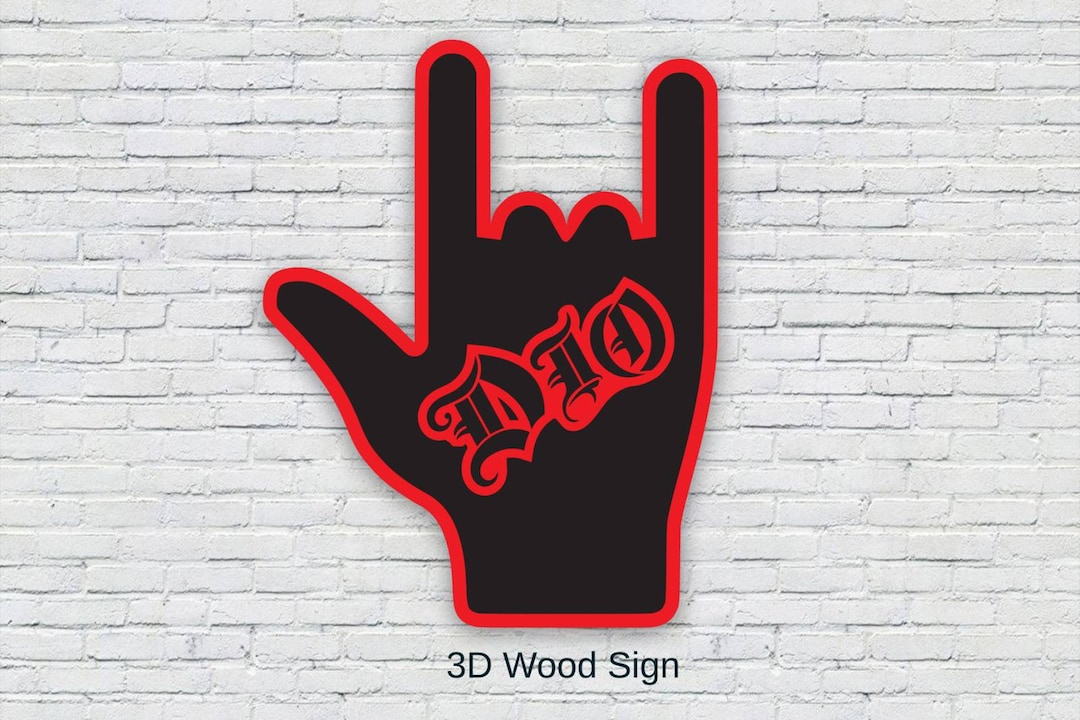 LED Sign of the Horns, Dio, Rock Hand Sign, Heavy Metal Rock Wood Wall ...