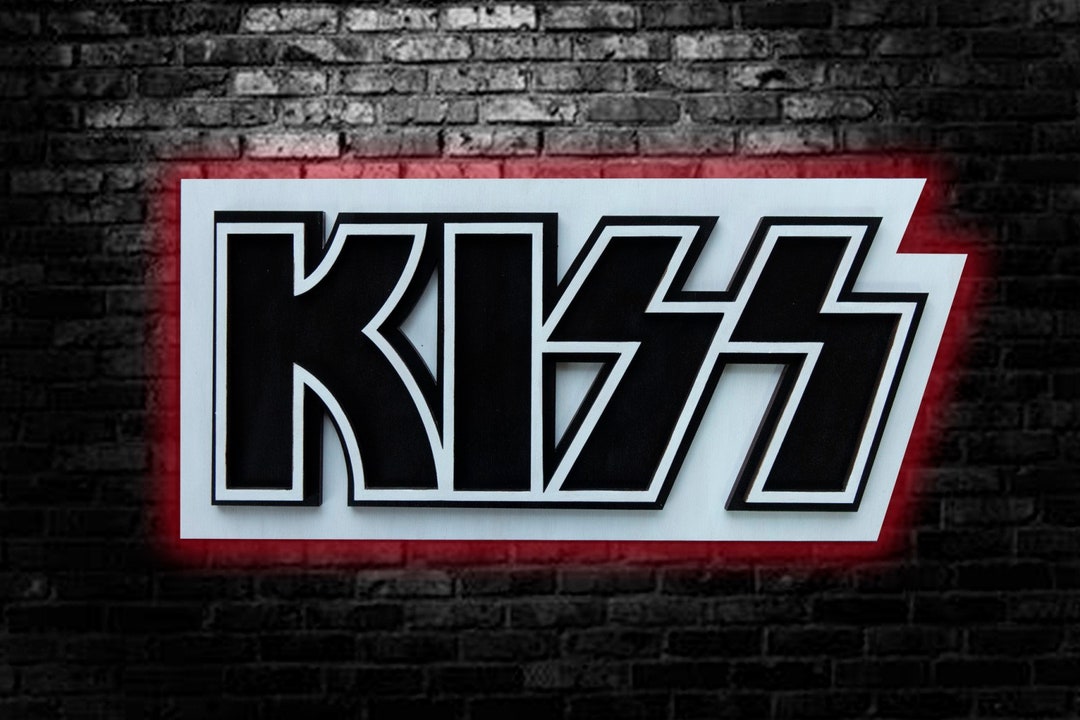 KISS Band Wall Sign 3D, Rock N Roll LED Wood Art, Rock Music Lover ...