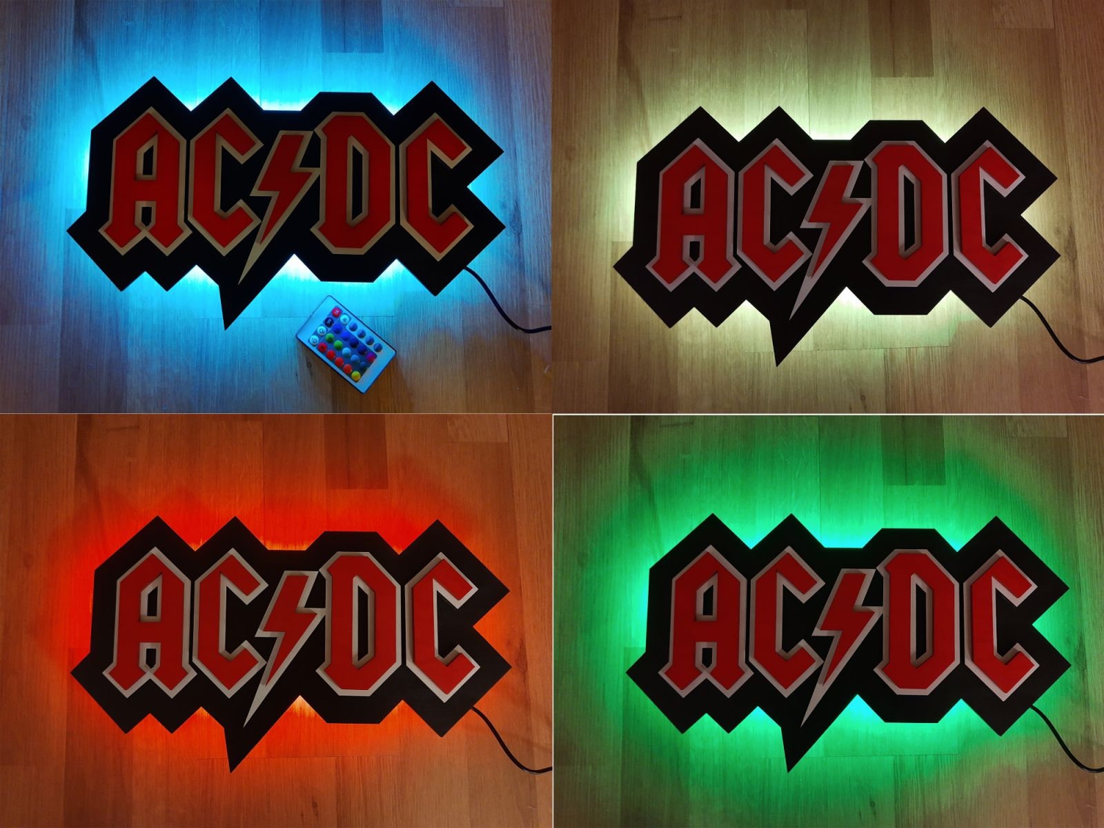 ACDC LED Wood Sign: 3D Rock N Roll Bar Decor With Remote - Etsy
