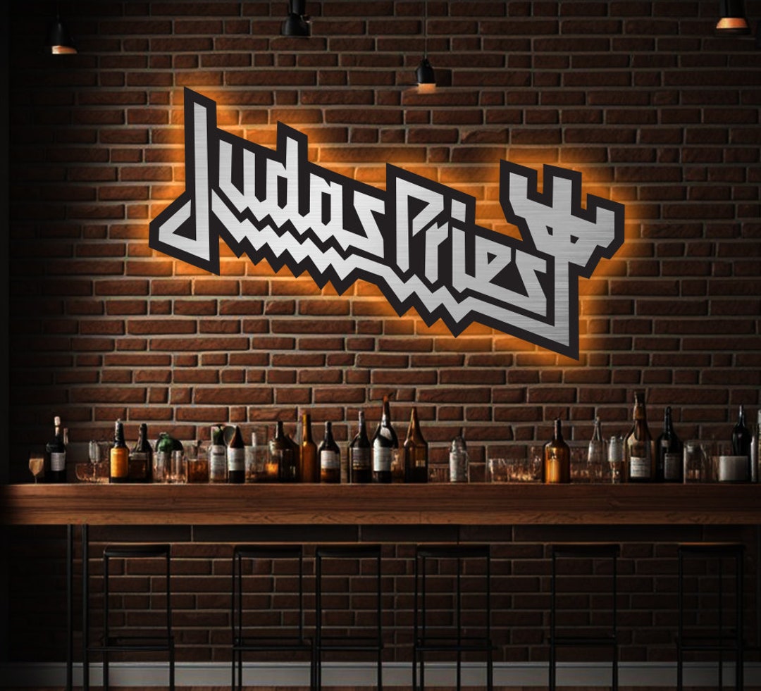Judas Priest Wood and Steel Sign With LED Lights, 3D Custom Heavy Metal ...