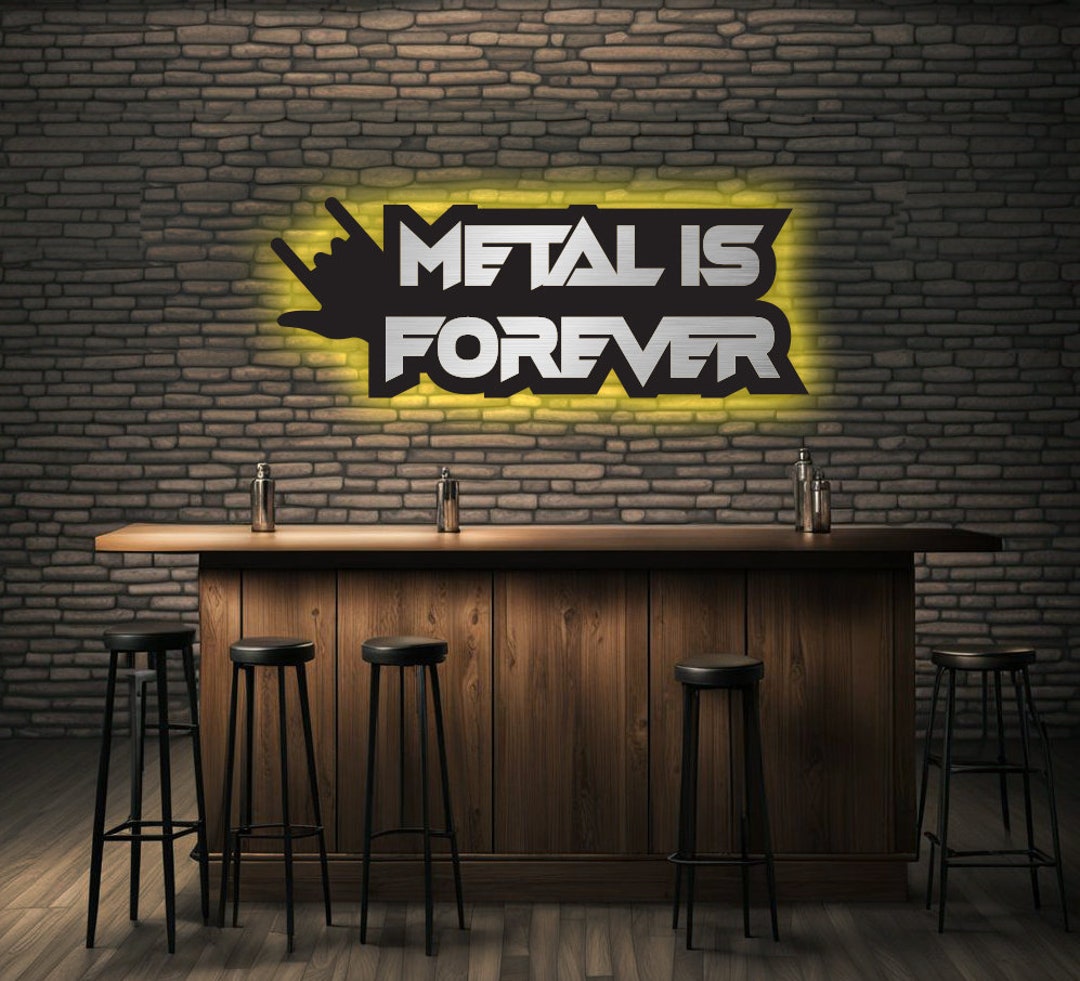 Metal is Forever LED Sign 3D, Heavy Metal, Bar Home Decor, Sign of the ...