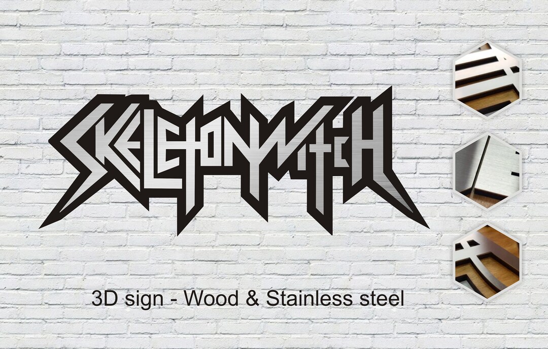 Skeletonwitch Band Sign With LED Lights, Wood and Steel Wall Sign ...