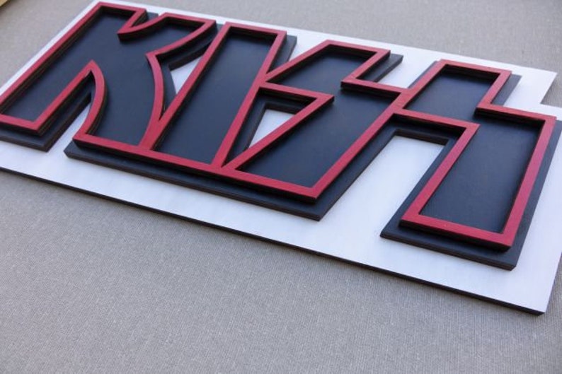 KISS Band LED Sign for Wall, Kiss Sign 3D, Home Bar Decor, Rock N Roll ...