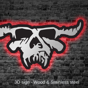 Danzig Iconic Skull for Wall, Skull Wood and Steel Sign, Gothic Home ...