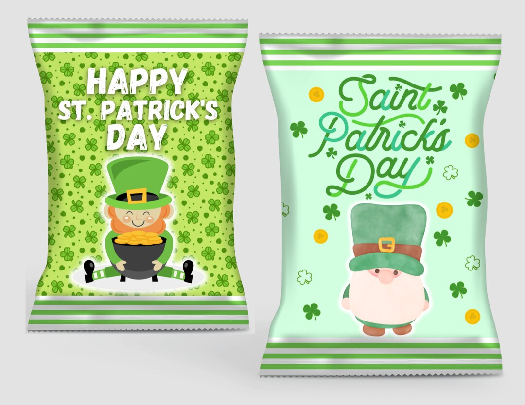 St Patrick's Day Chip Bag Printable, Shamrock Chip Bag, Clover Theme - Etsy