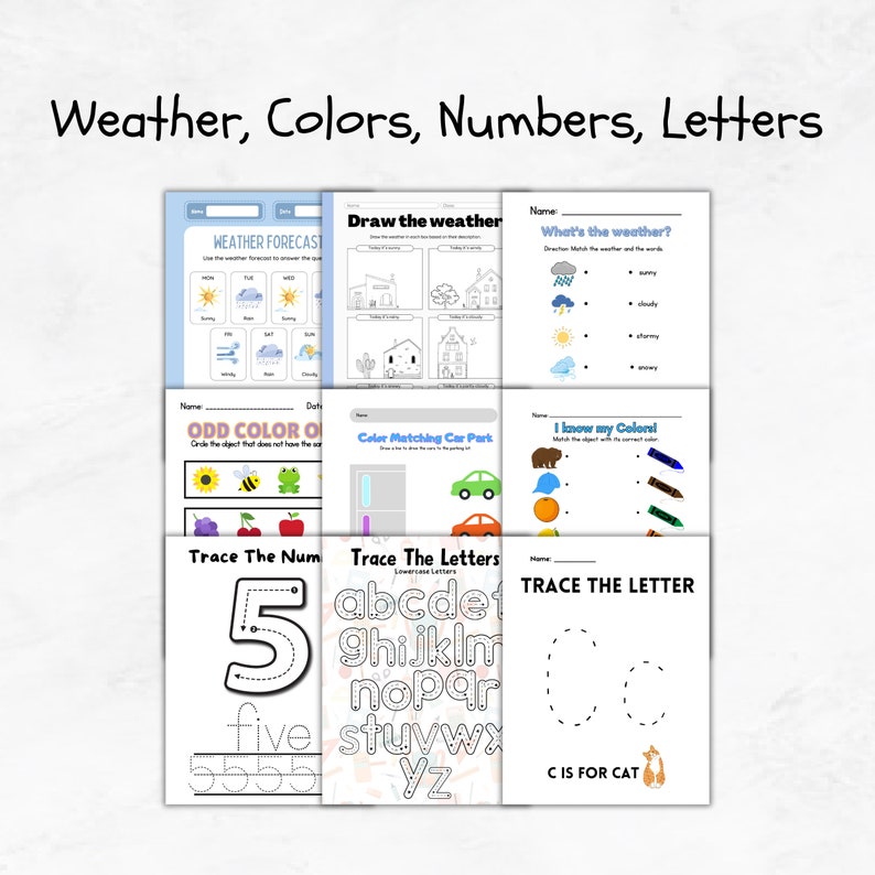 Preschool Worksheets Fun Activities for Kids Kindergarten - Etsy