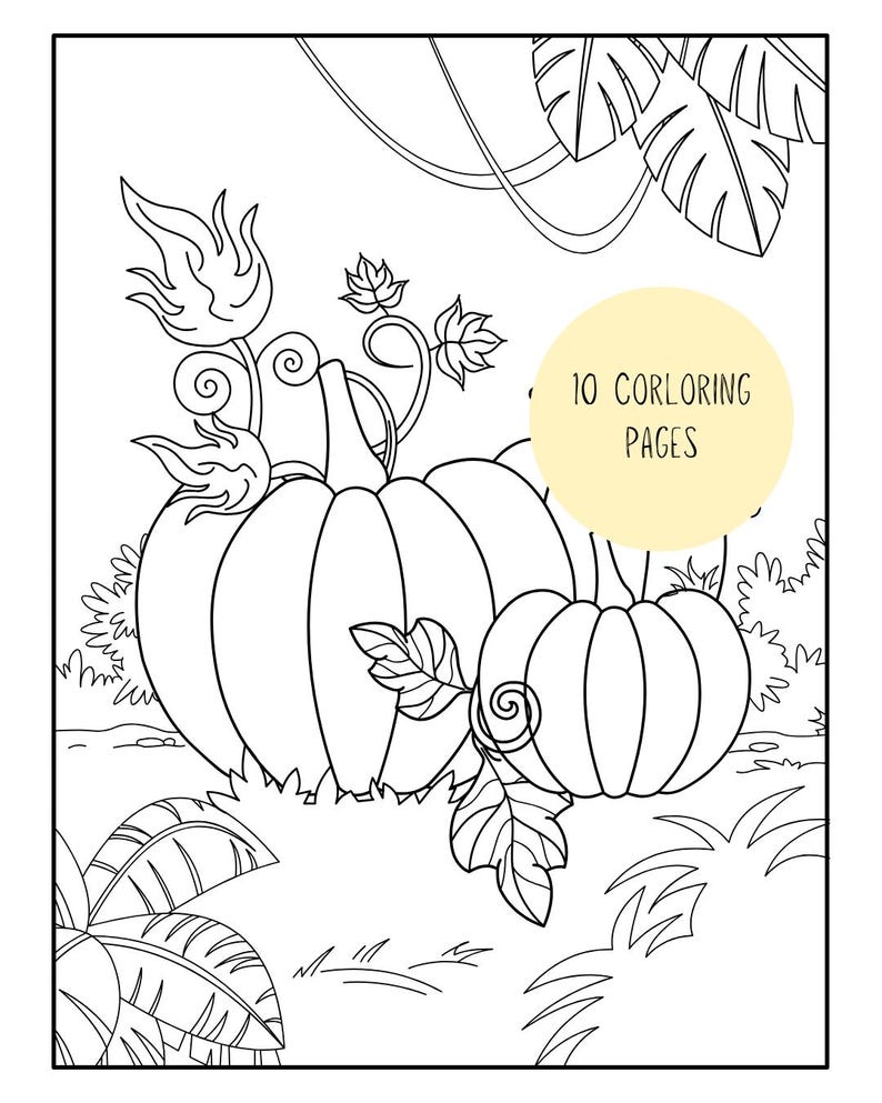 10 Fall Coloring Pages Printable | Autumn Coloring Book for Kids ...