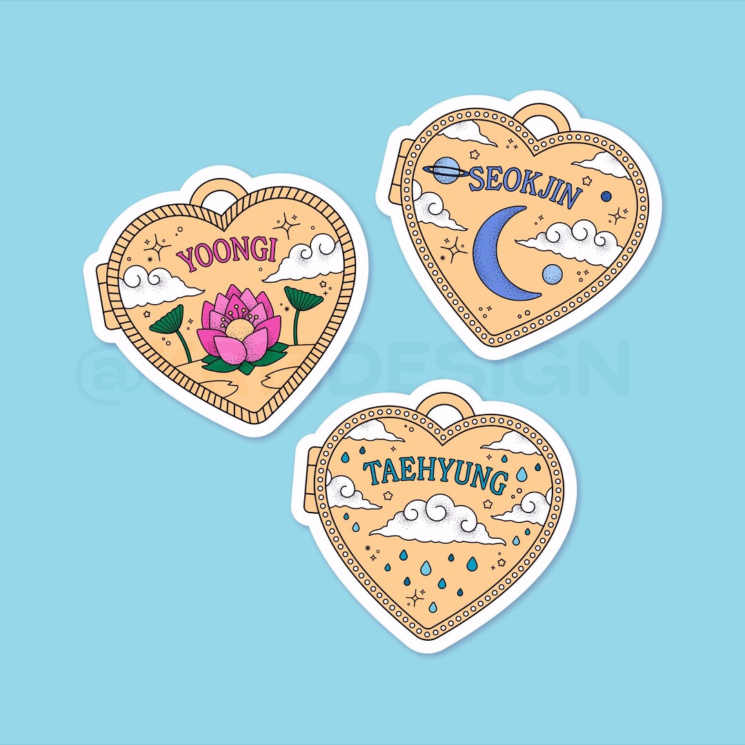 Celestial Bangtan Inspired Heart Locket Stickers / K-pop / Jungkook, J ...