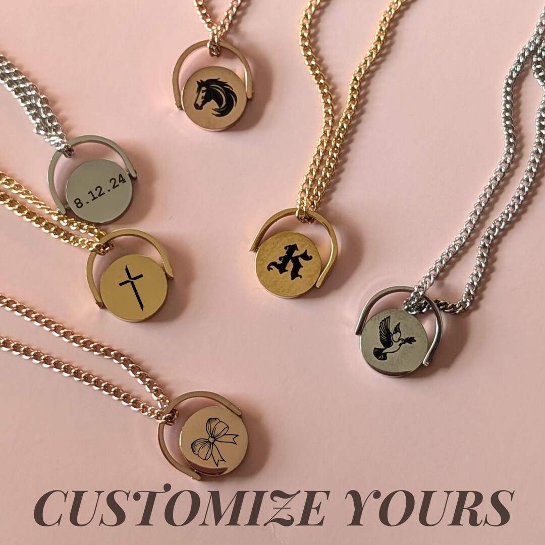 Spinner Necklace Personalized Fidget Jewelry Minimalist Pendant Wedding ...