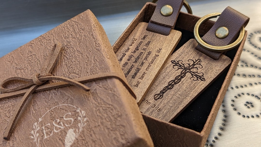 Custom Engraved Wood Keychain Cross Bible Verse Gift Personalized ...