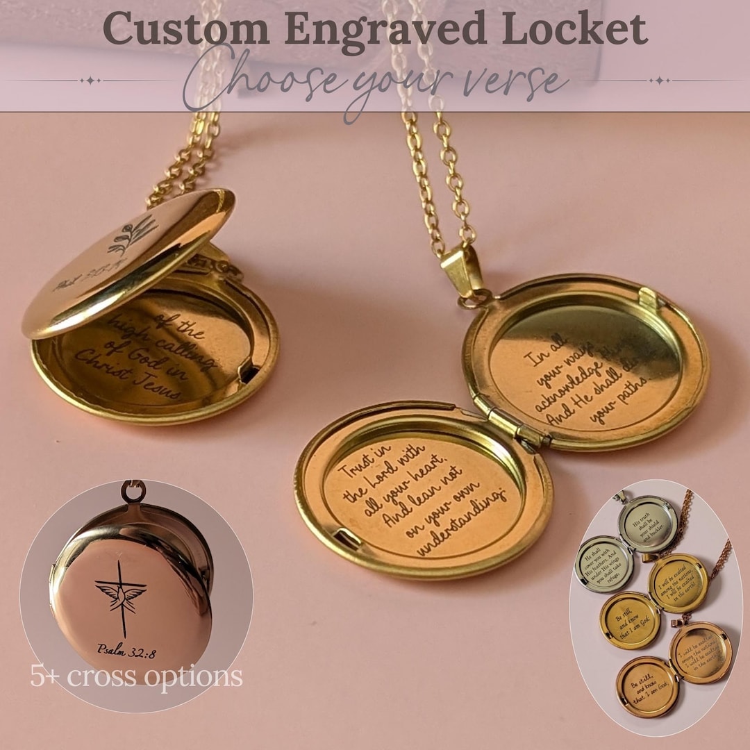 Engraved Locket With Custom Bible Verse Necklace With Hidden Message ...