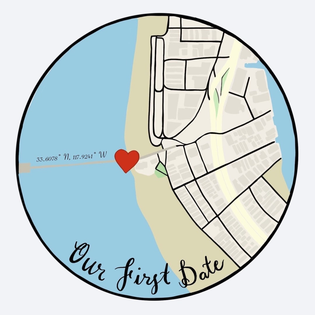 Where We Met Map, Digital Art for Anniversary, Holidays, Special ...