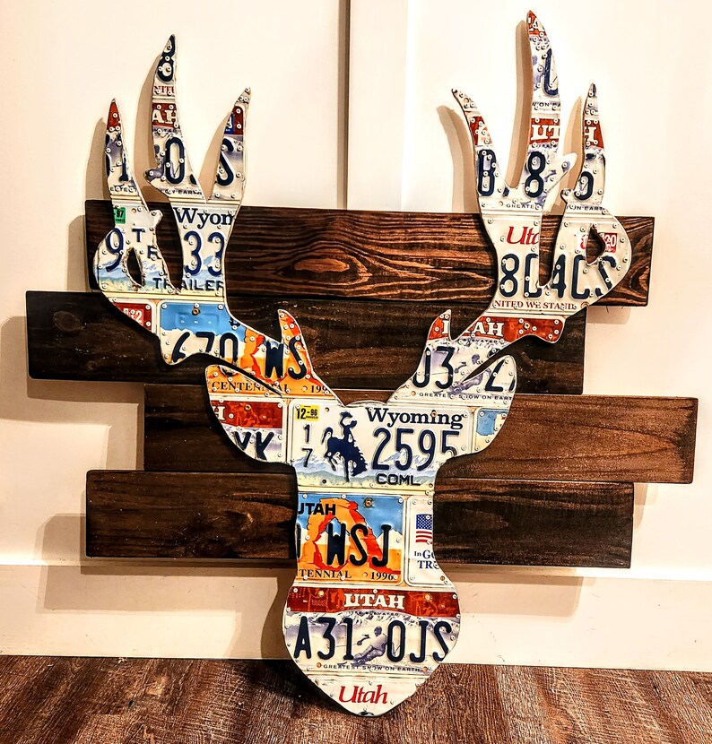 Utah/wyoming Deer License Plate Art Wall Decor Outdoor Art - Etsy