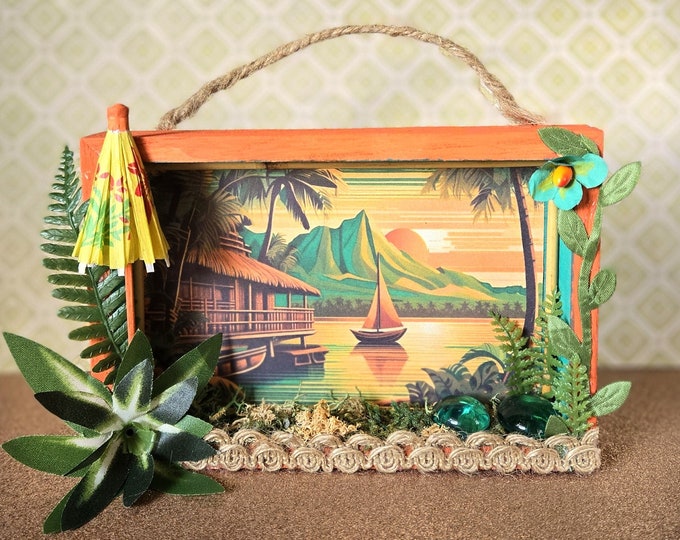Retro Polynesian Beach Shadow Box Diorama - Etsy